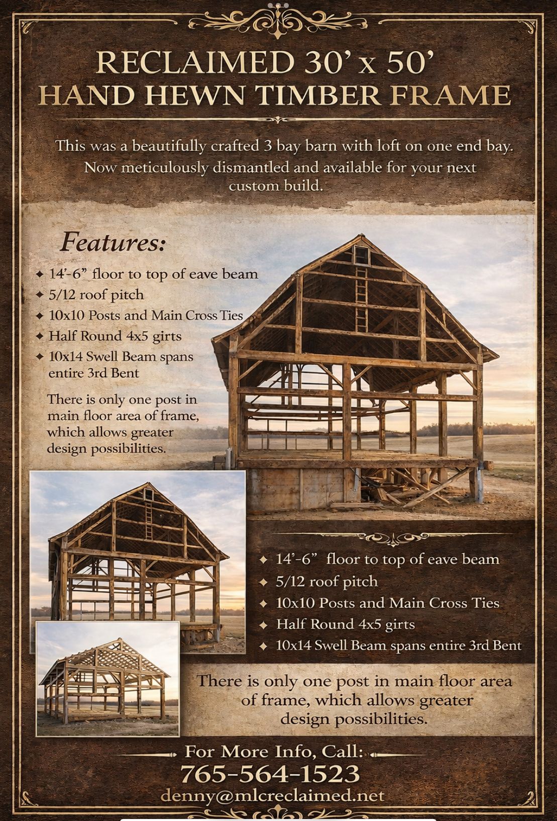 "The Allen Barn" Vintage 30' x 50' Timber Frame - BarnTraders.com